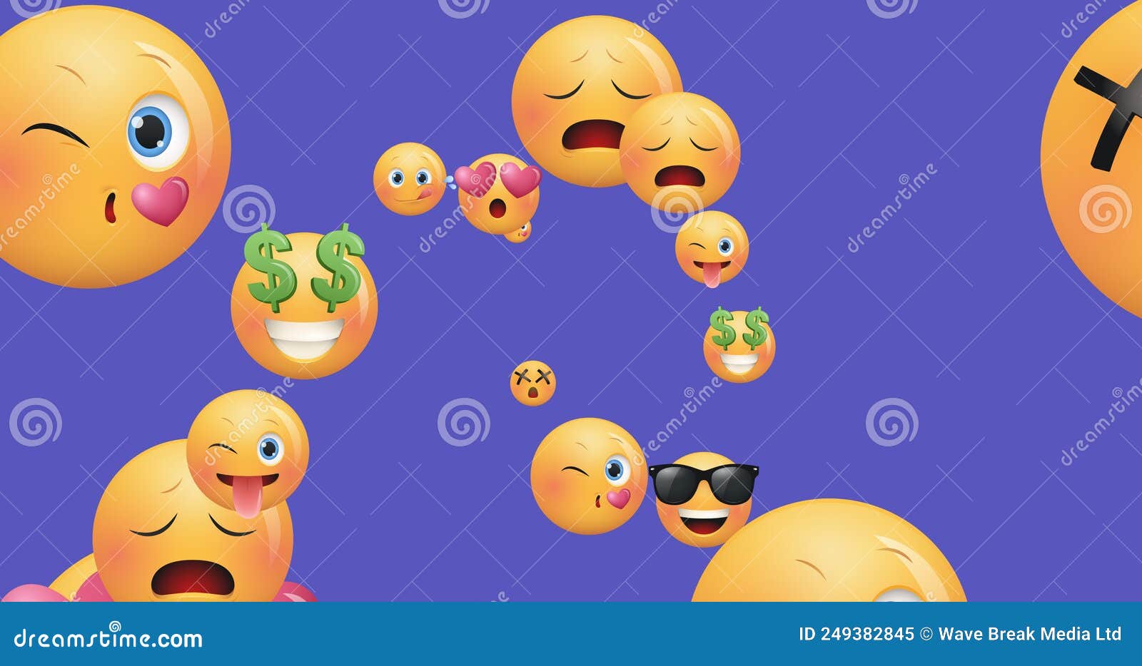 Various Emoticons With Different Facial Expressions And Reactions, With ...