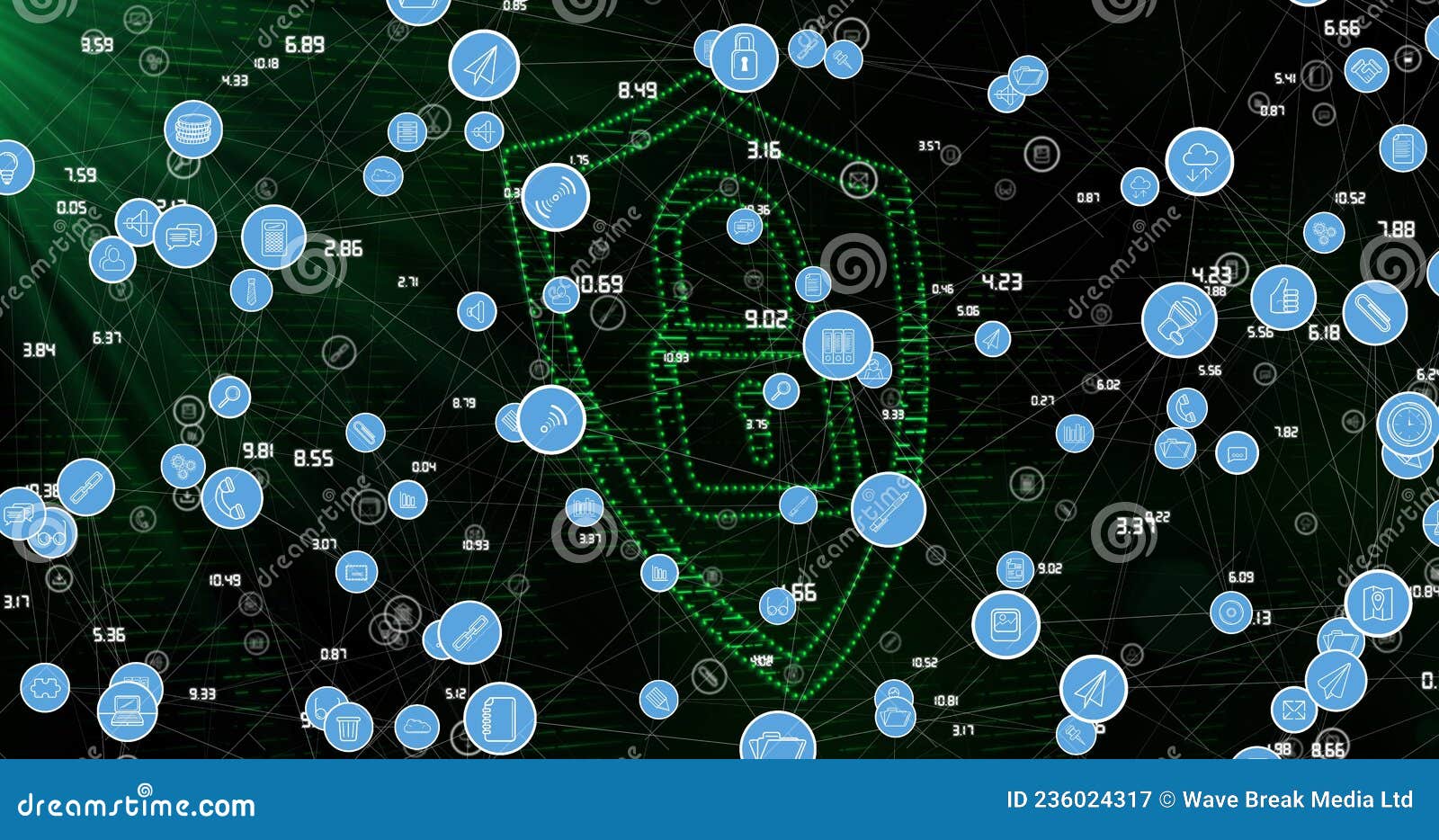 Digitally Generated Image of Various Icons Connected through Computer ...