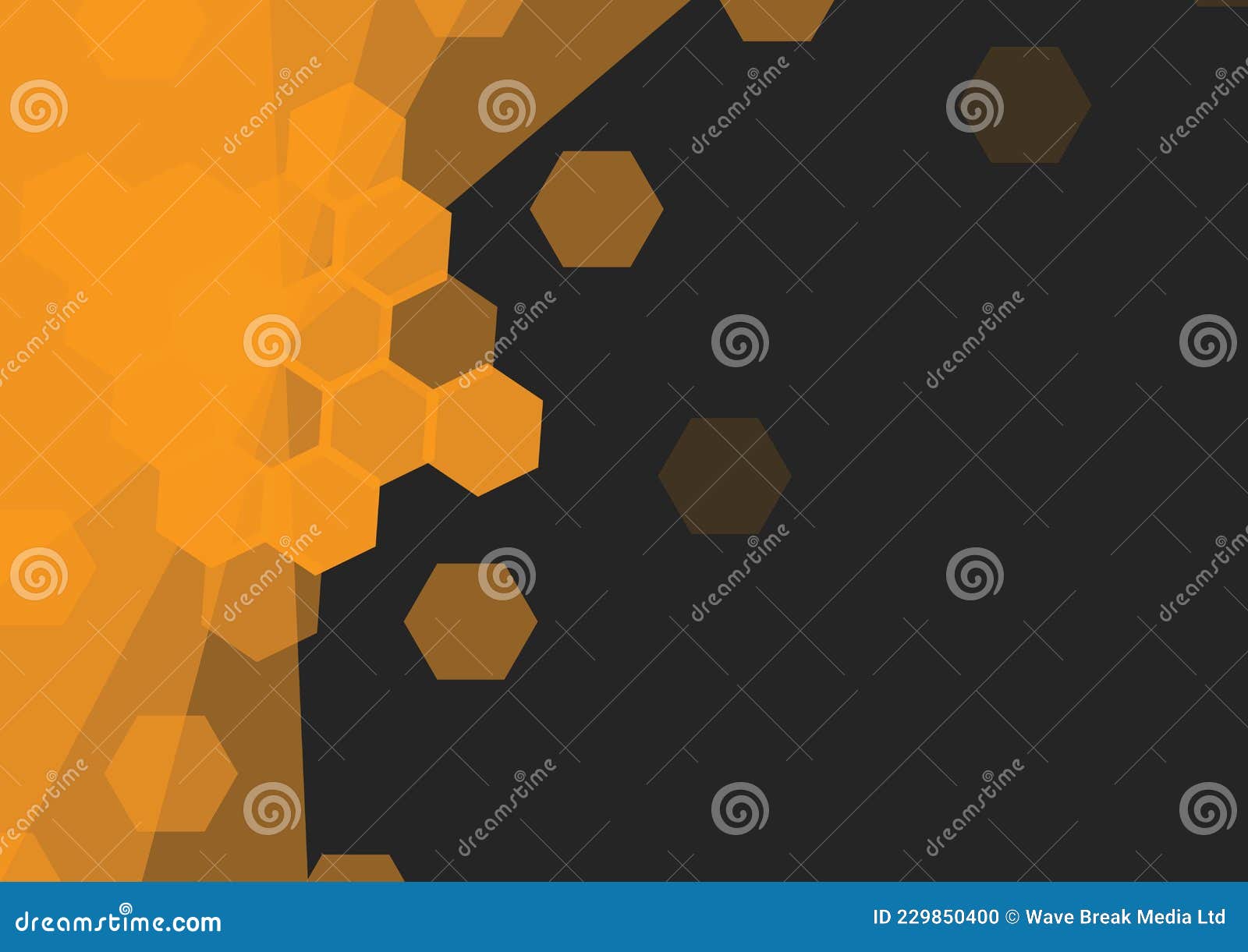 Digitally Generated Image of Yellow Hexagonal Shapes Against Black ...