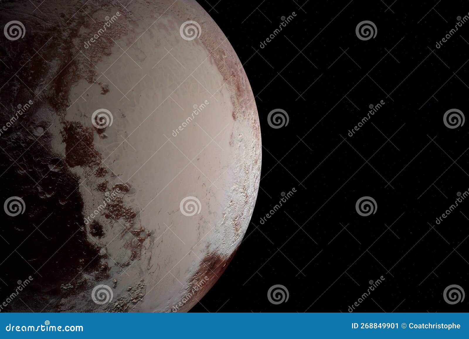 Pluto Horizontal Banner Watercolor Hand Drawn Illustration With ...