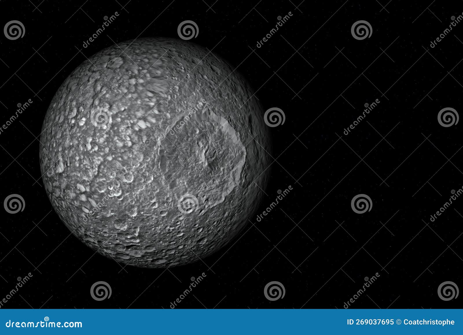 Mimas, the Moon of Saturn - Solar System Stock Illustration ...