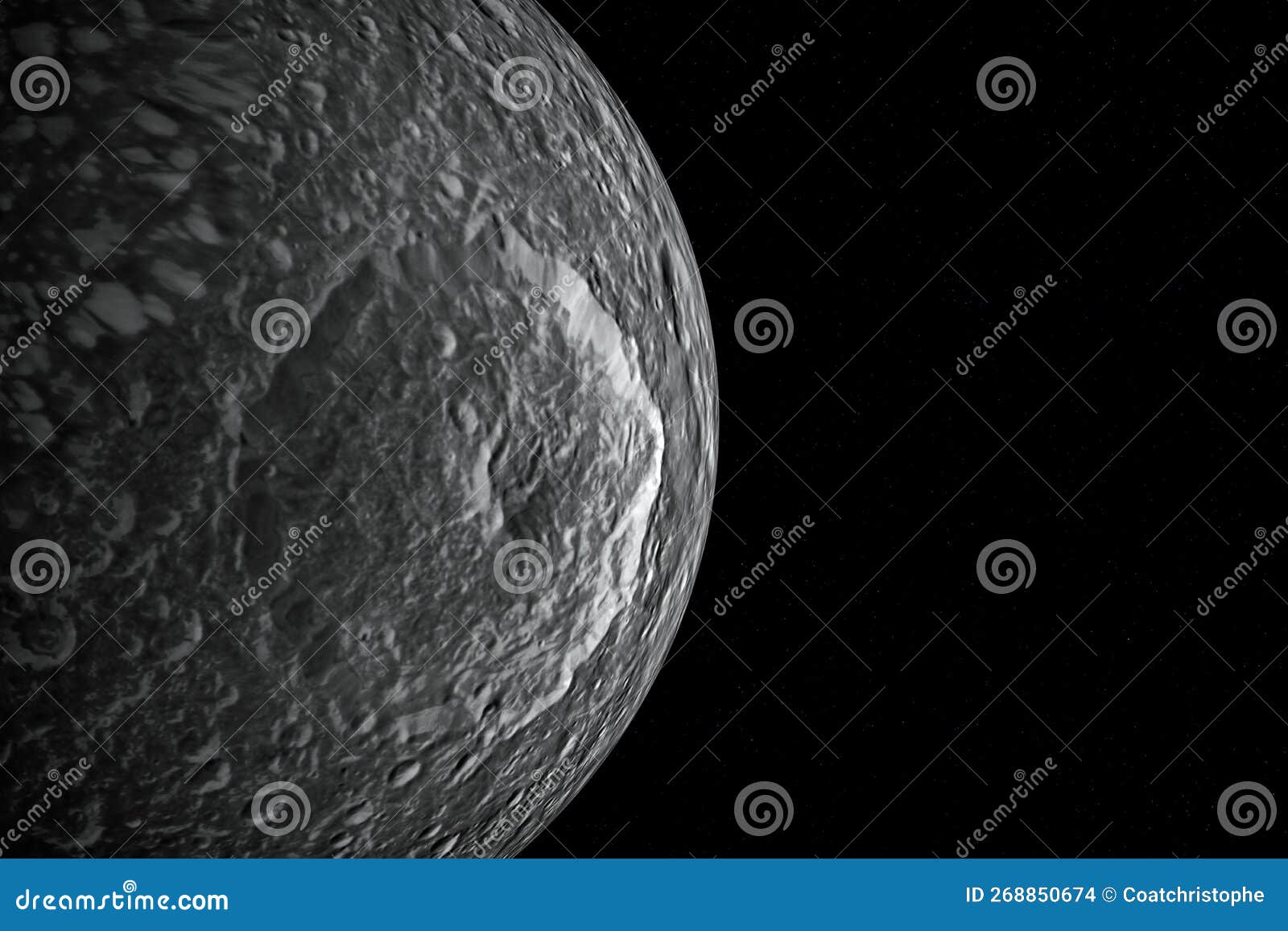 Mimas, the Moon of Saturn - Solar System Stock Illustration ...