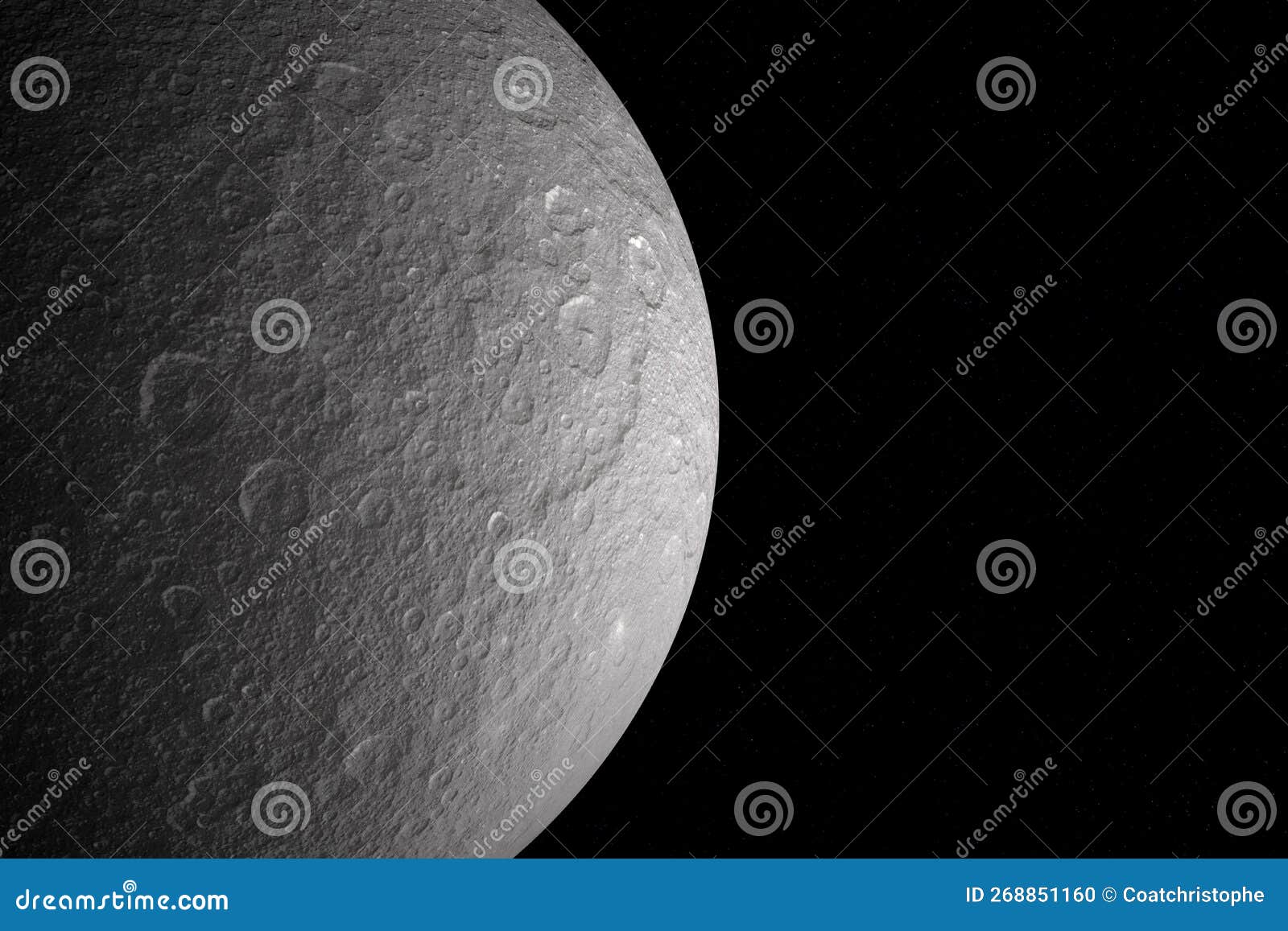 Rhea, the Moon of Saturn - Solar System Stock Illustration ...