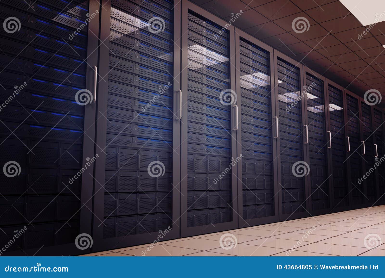 Digitally Generated Server Room with Towers Stock Illustration ...