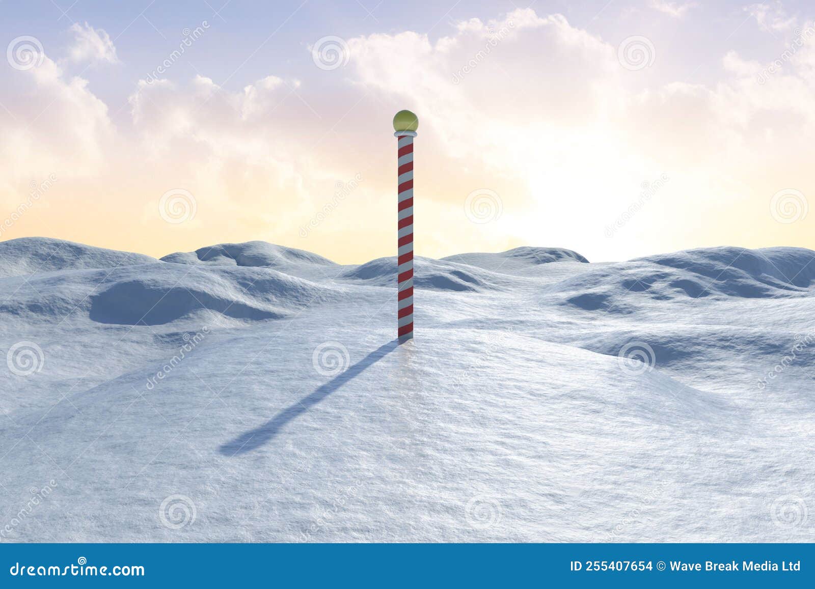 Snowy land scape with pole stock illustration. Illustration of nature ...