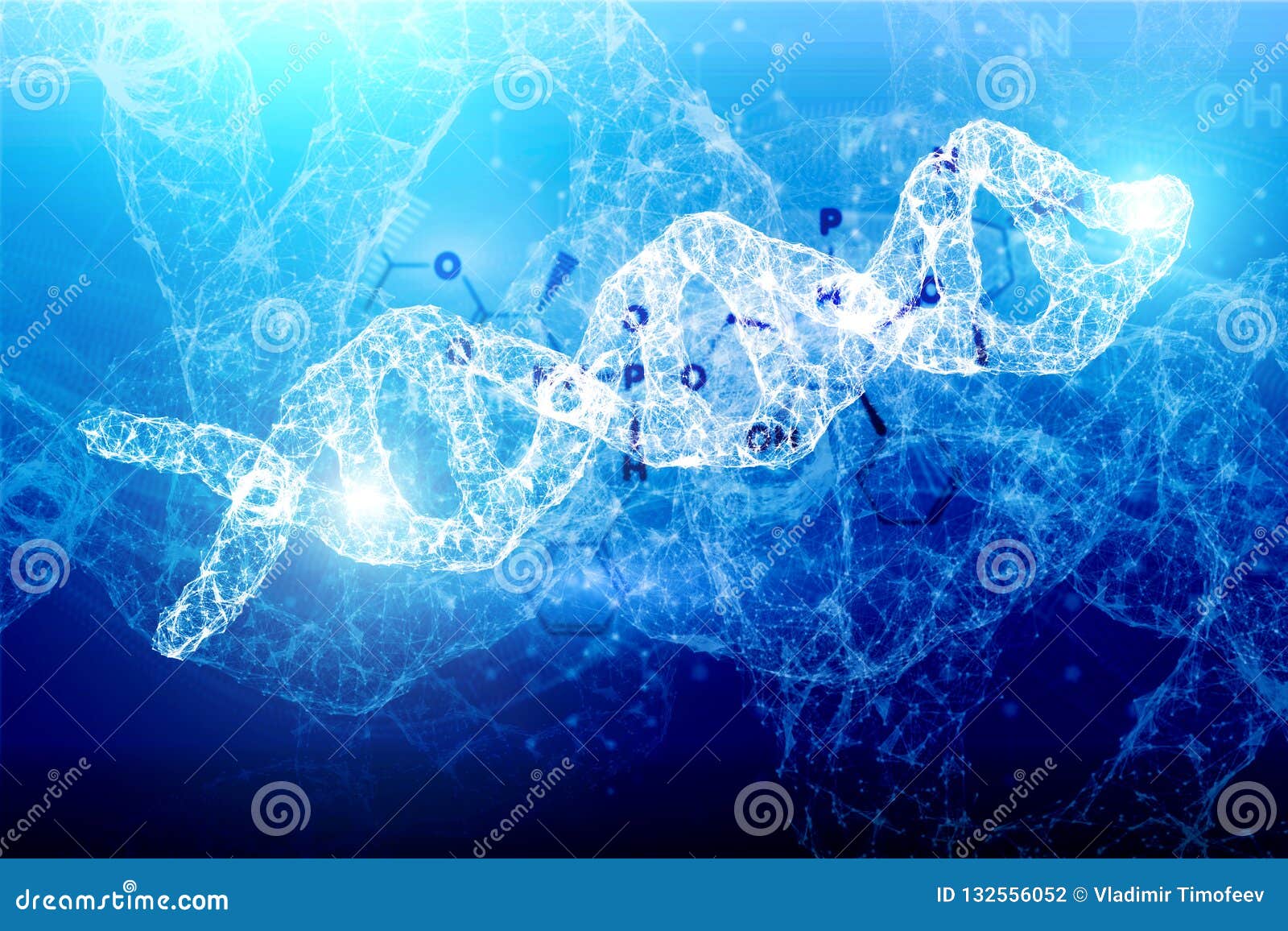 Digitally Generated Virtual DNA Sequence in Abstract Particles Floating ...