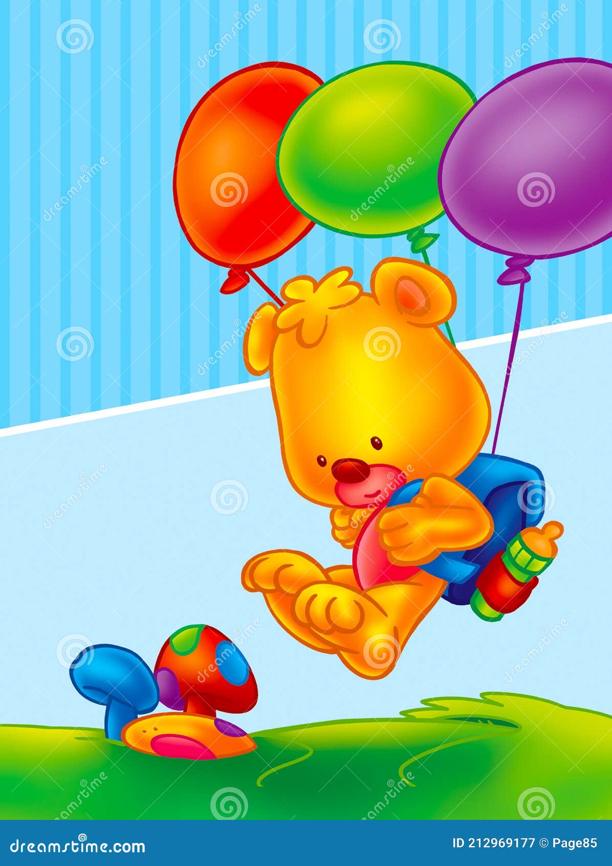 Cute colorful bear stock illustration. Illustration of colorful - 212969177