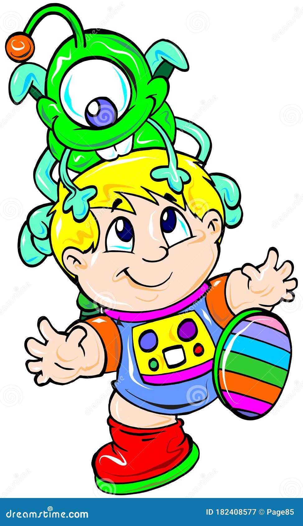 Cute boy and alien stock vector. Illustration of illustrations - 182408577