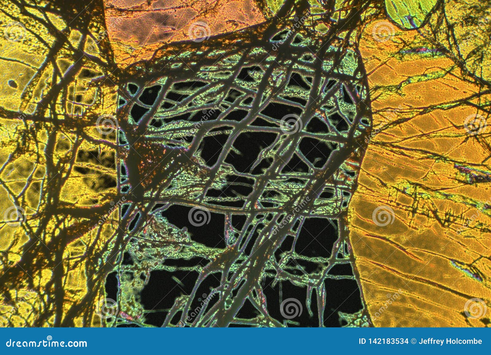 Digitally Manipulated, Abstract Micrograph of Olivine Pyroxenite with ...