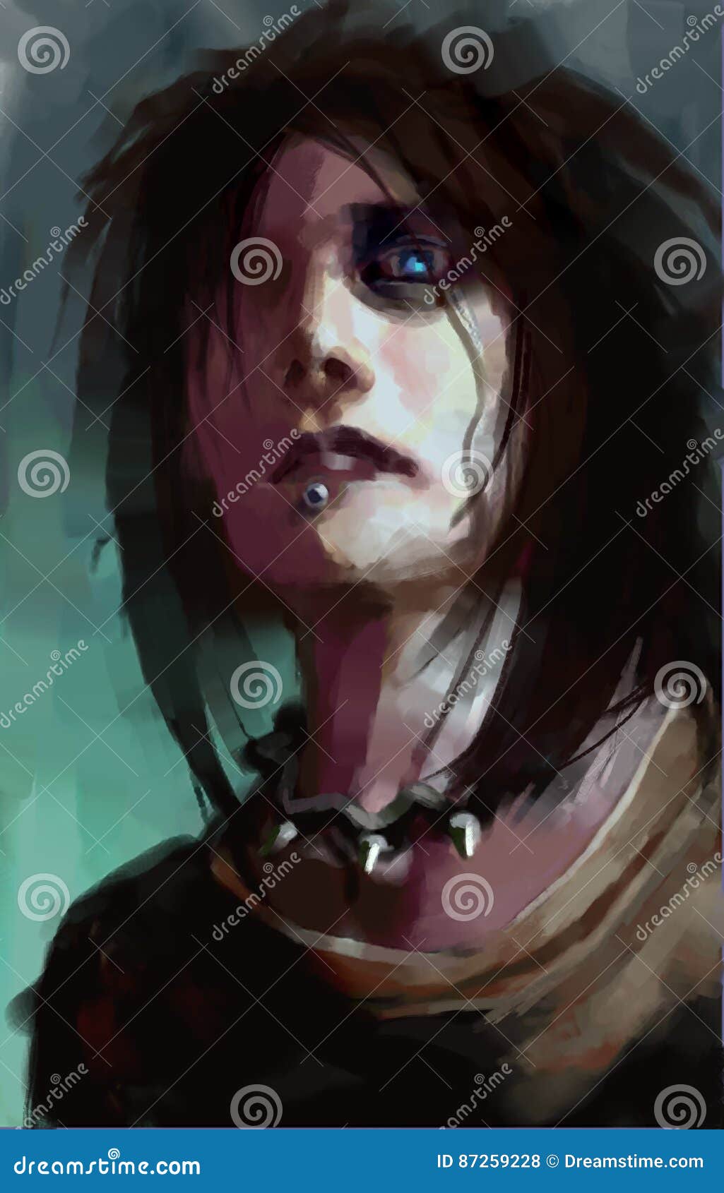Digitally Painted Rock Gothic Dark Style of a Face Stock Illustration ...