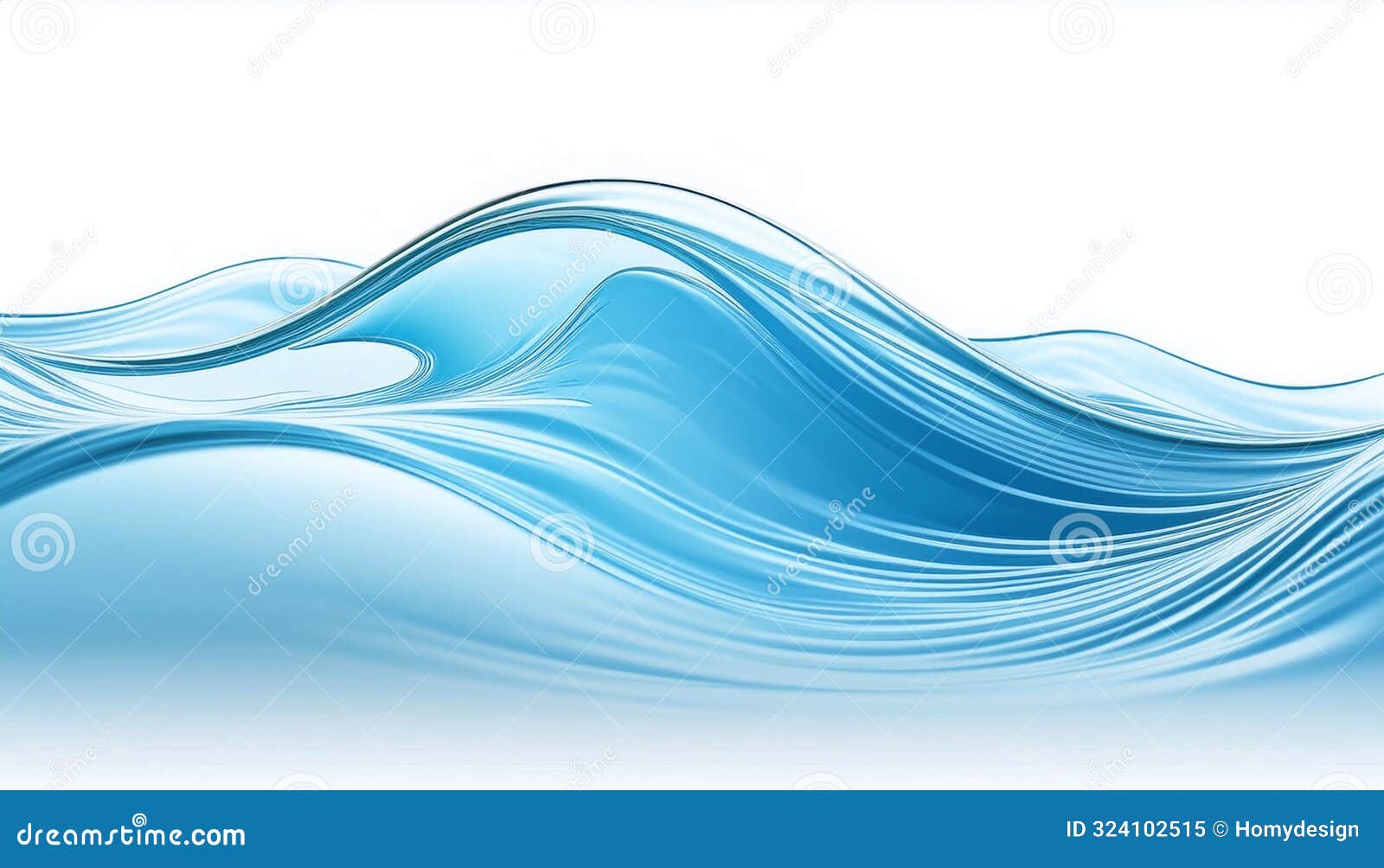 A Digitally Rendered Illustration of a Stylized, Translucent Blue Wave ...
