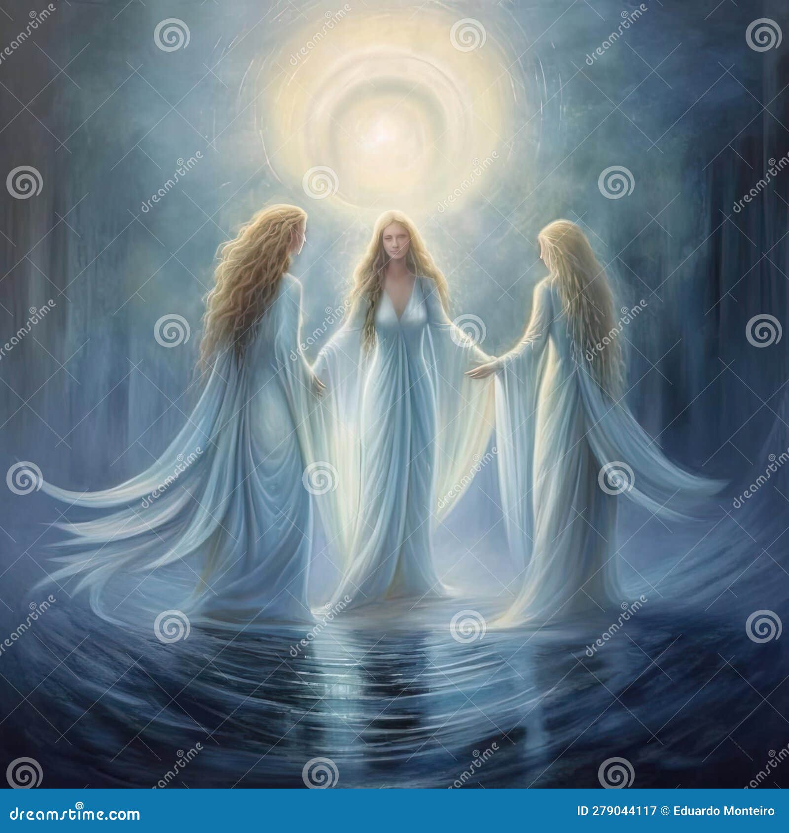 A Digitally Rendered Image of Three Angels in the Night Stock ...