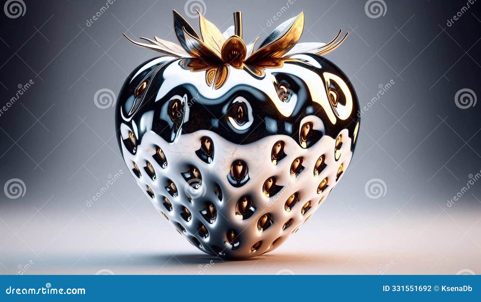 A Digitally Rendered Metallic Strawberry Stock Illustration ...