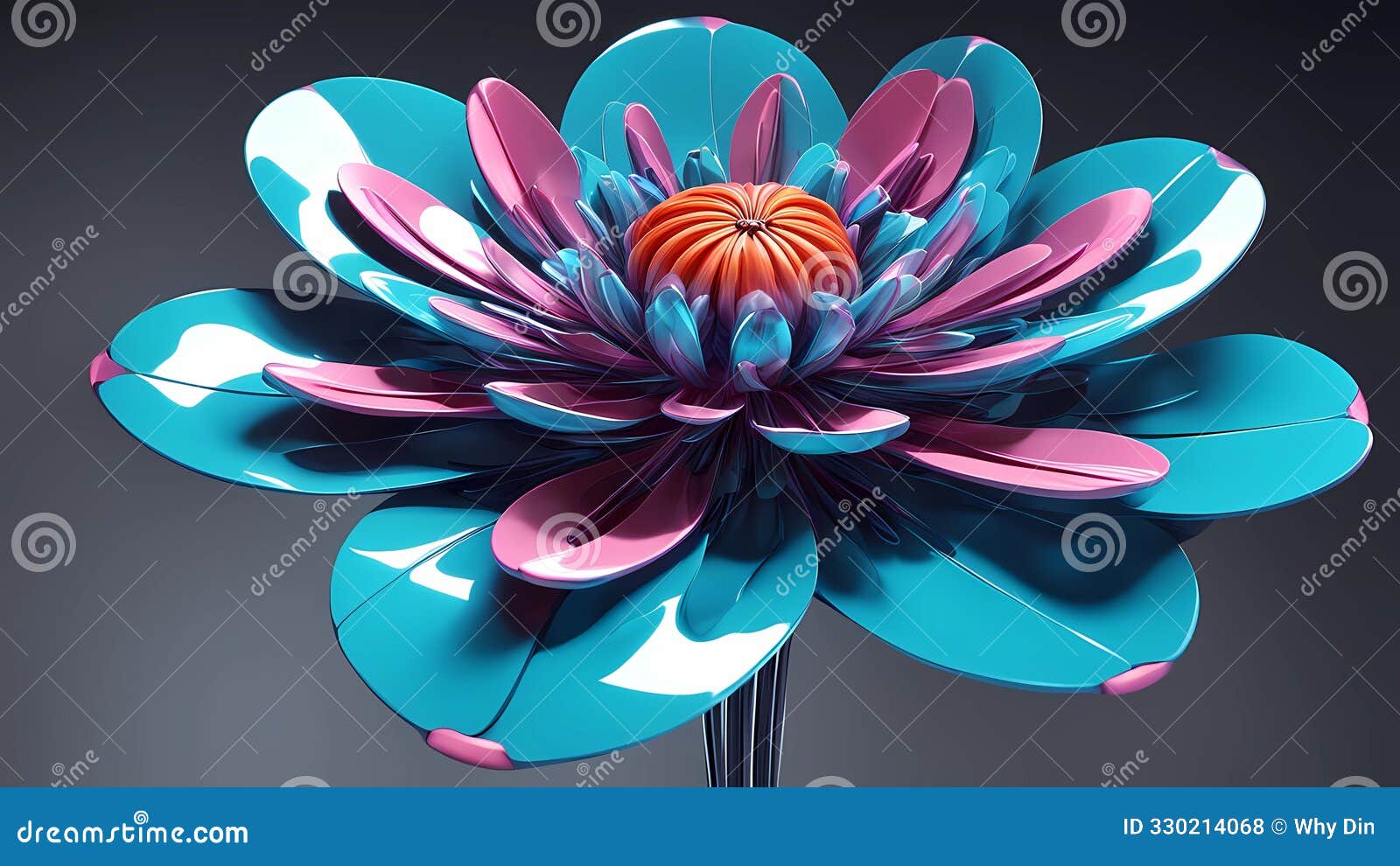 A Digitally Rendered, Multi-colored Flower with Layered Petals Stock ...