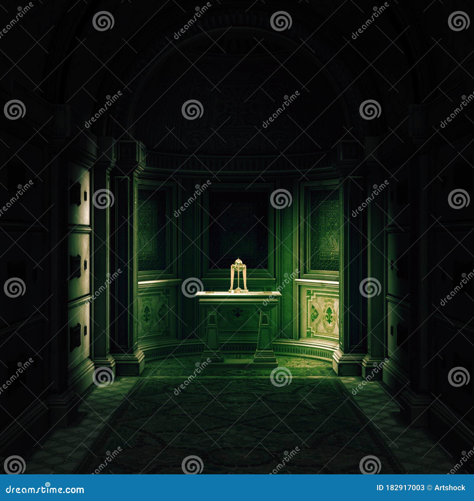 3d rendered crypt interior stock illustration. Illustration of space ...