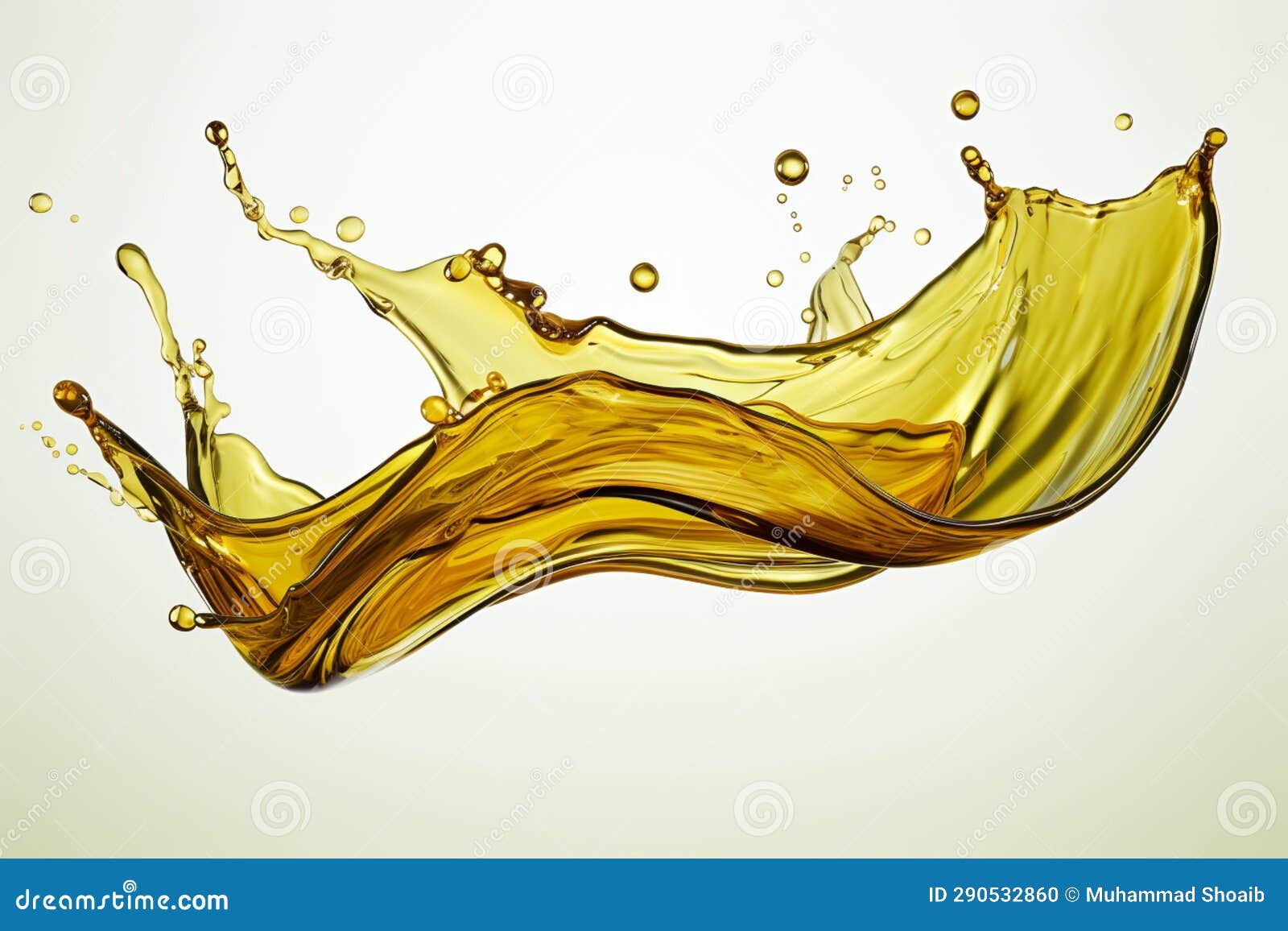 Digitally Rendered Olive Engine Oil Splash, Isolated with a Clipping ...