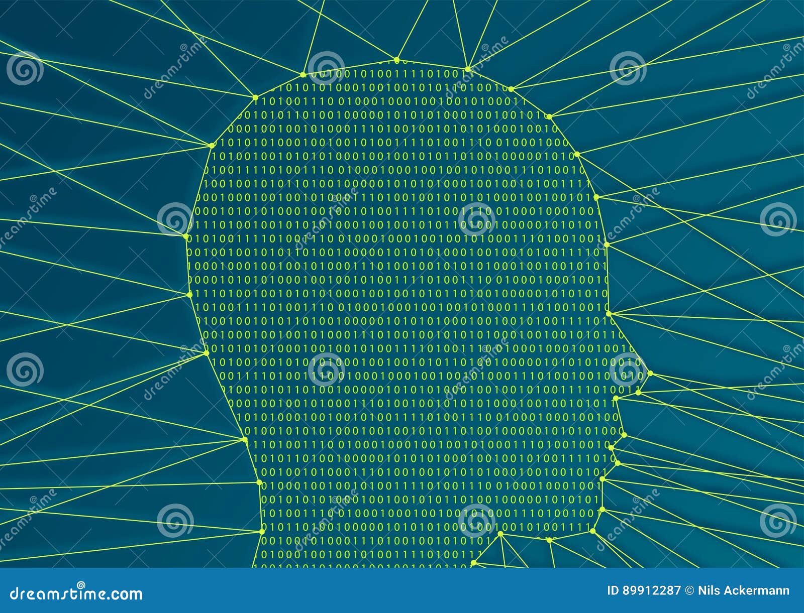 Digitization and Artificial Intelligence Concept with Side Profile of ...