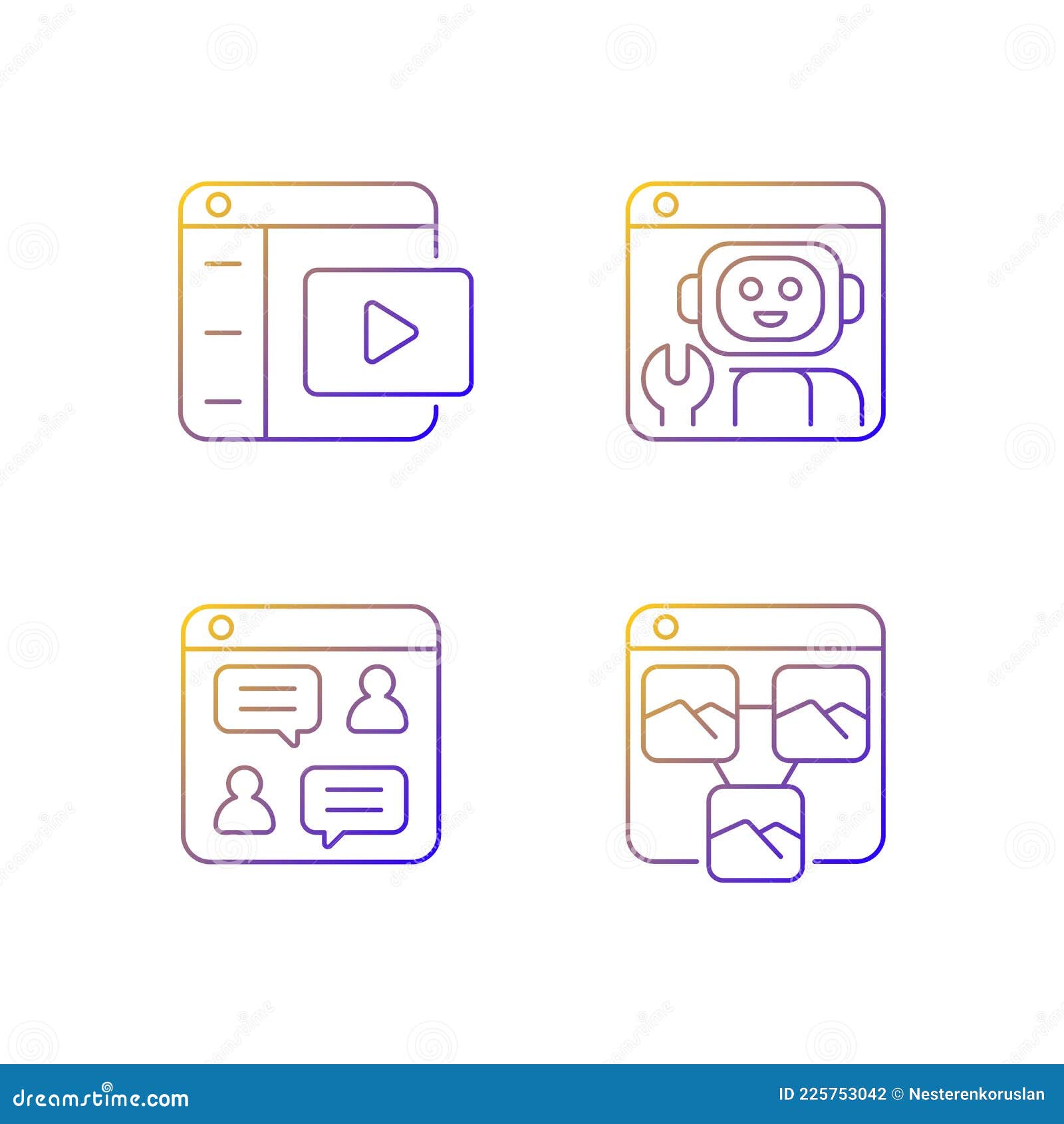 Digitization in Business Gradient Linear Vector Icons Set Stock Vector ...