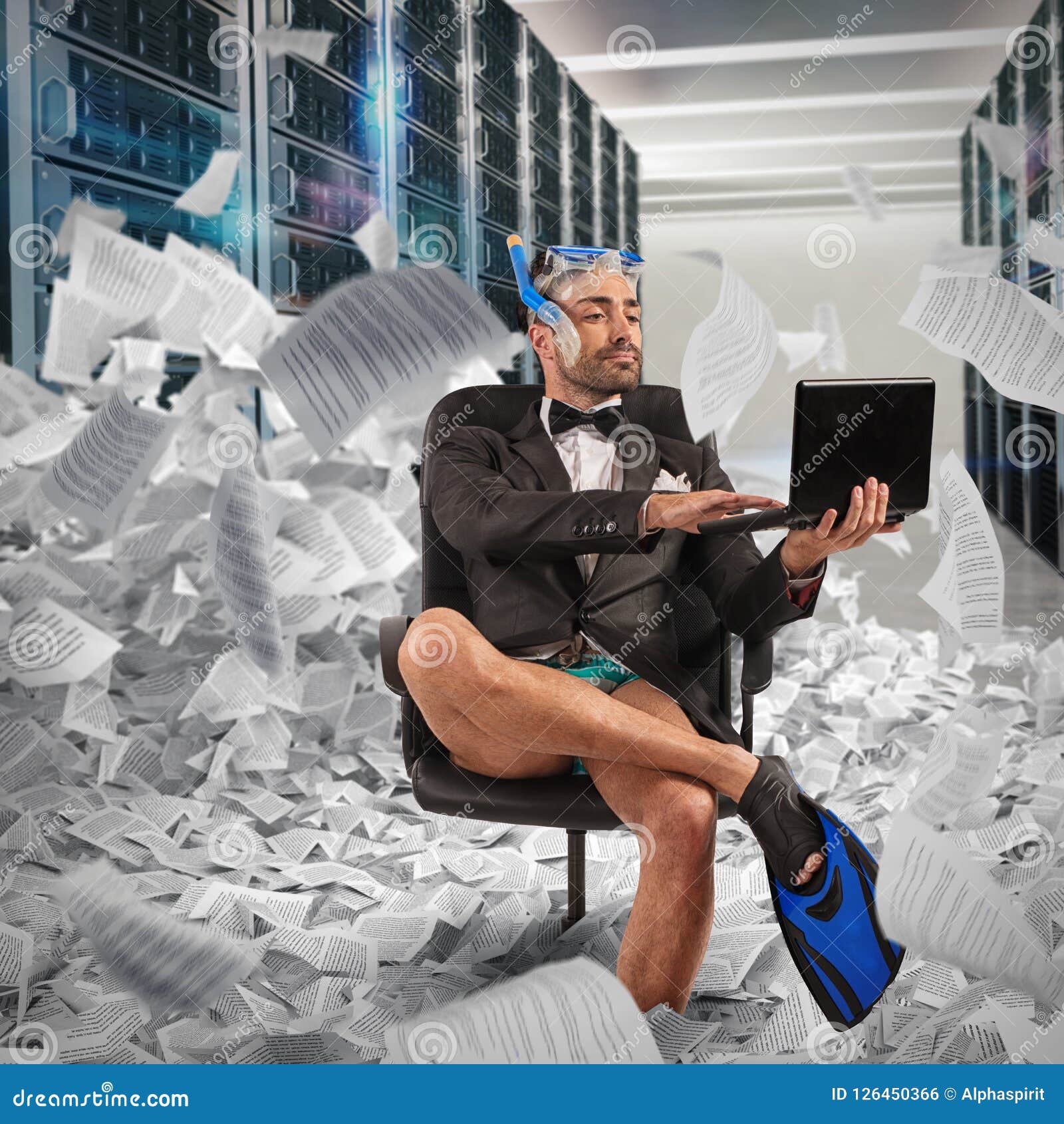 Digitization Concept from Paper To Digital. Businessman Uploads ...