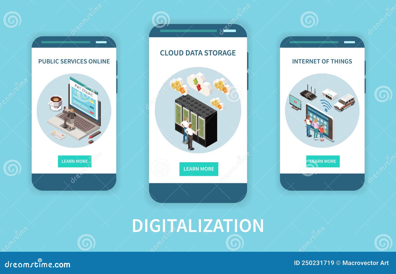 Digitization Isometric Banners Stock Vector - Illustration of purchase ...