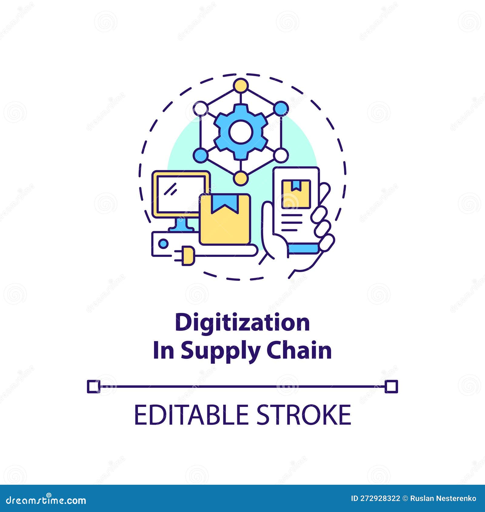 Digitization in Supply Chain Concept Icon Stock Vector - Illustration ...