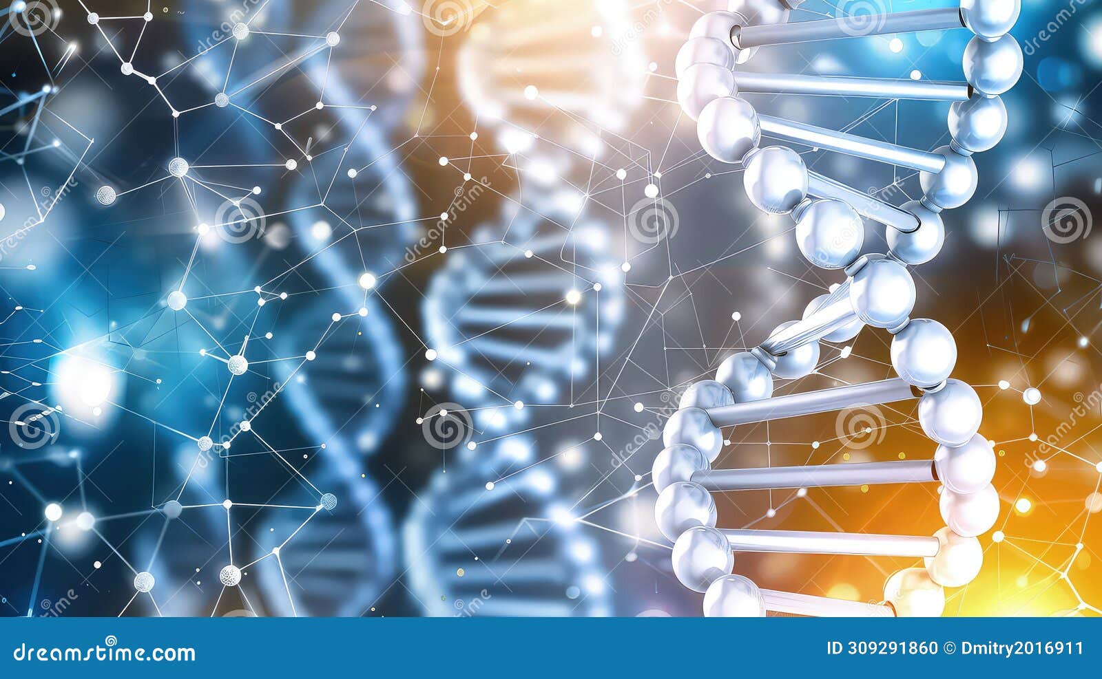 Digitized DNA molecule. stock photo. Image of research - 309291860