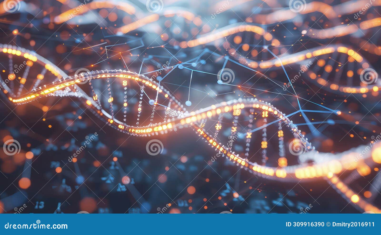 Digitized DNA molecule. stock photo. Image of molecule - 309916390