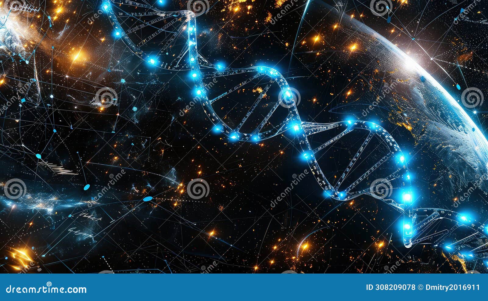 Digitized DNA molecule. stock photo. Image of biochemistry - 308209078
