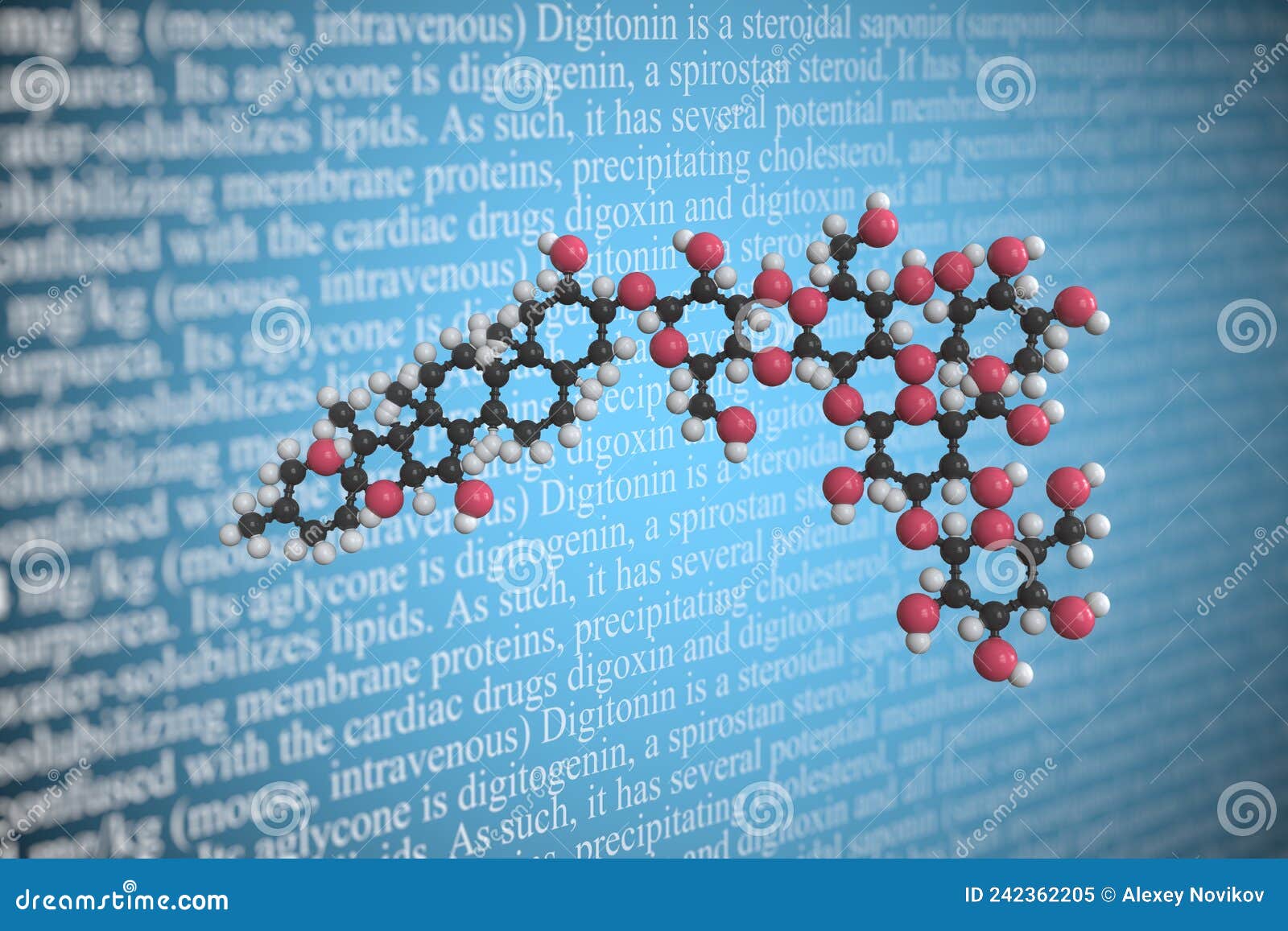Digitonin Scientific Molecular Model, 3D Rendering Stock Illustration ...