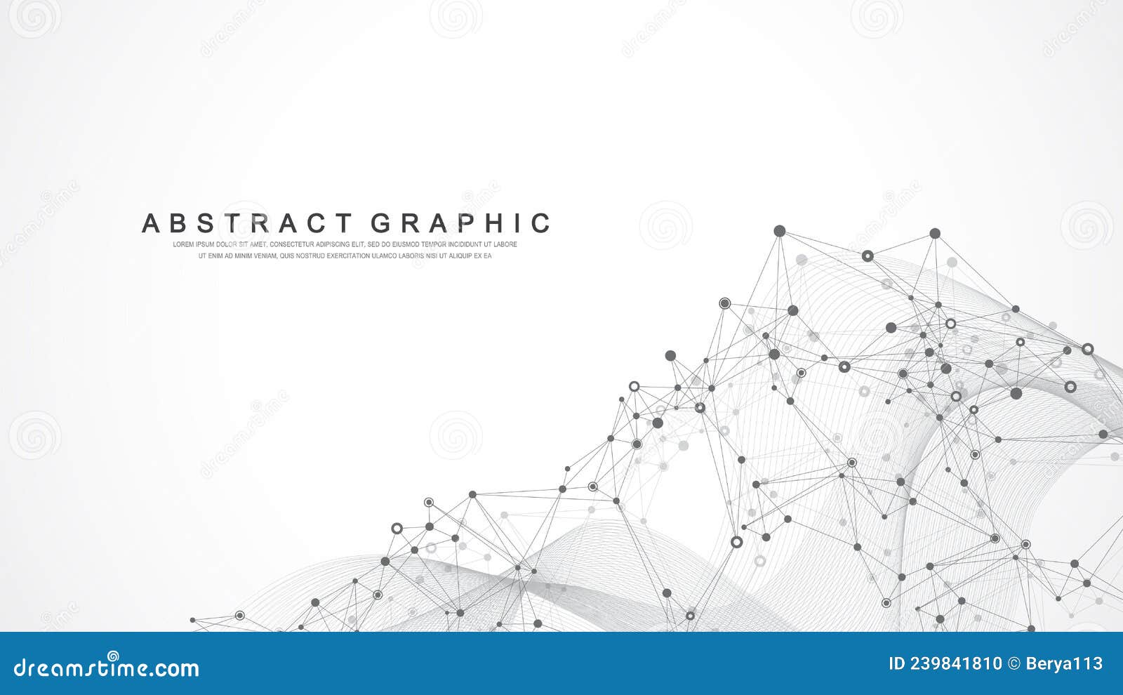Digits Abstract Background with Connected Line and Dots, Wave Flow. Digital Neural Networks ...