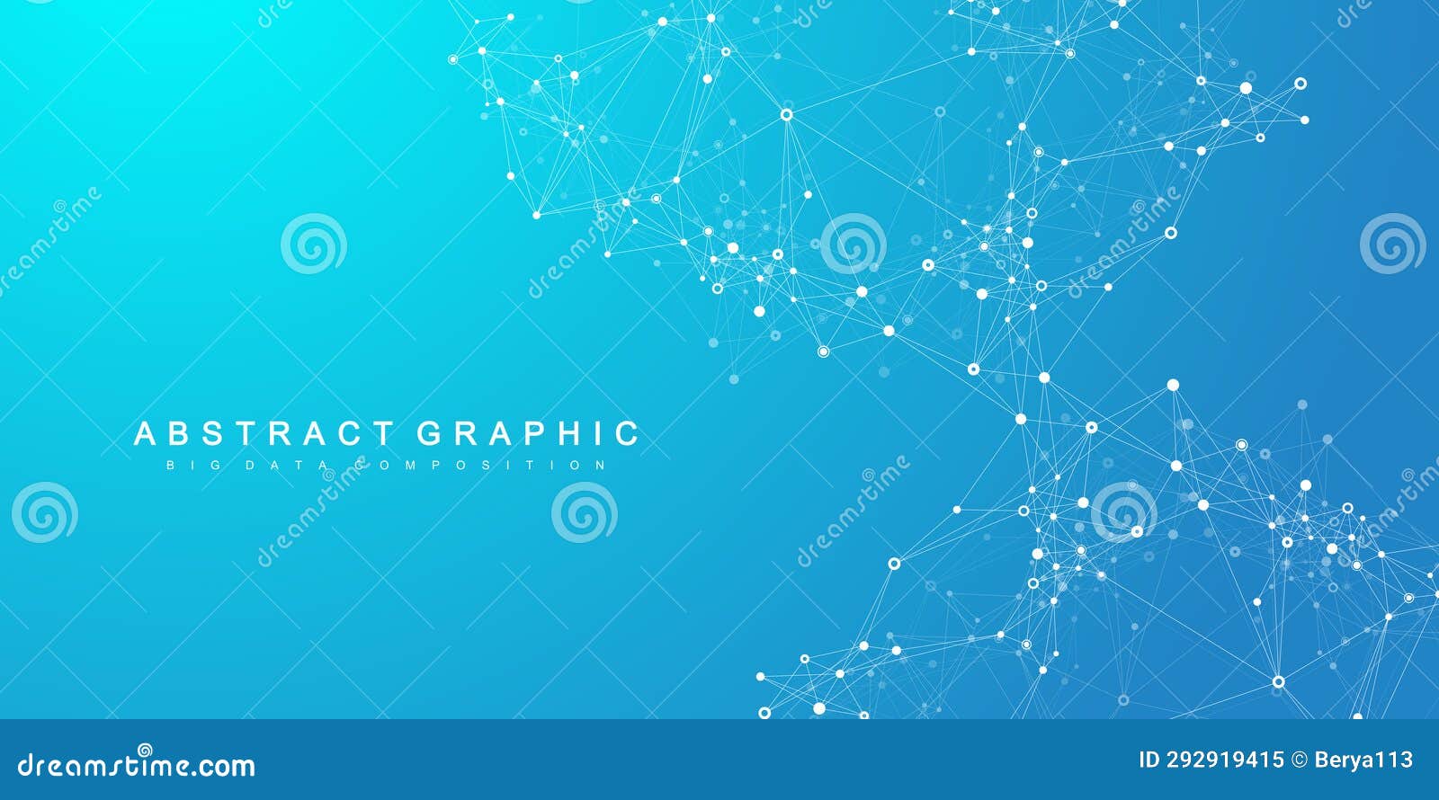 Digits Abstract Background with Connected Line and Dots, Wave Flow. Digital Neural Networks ...