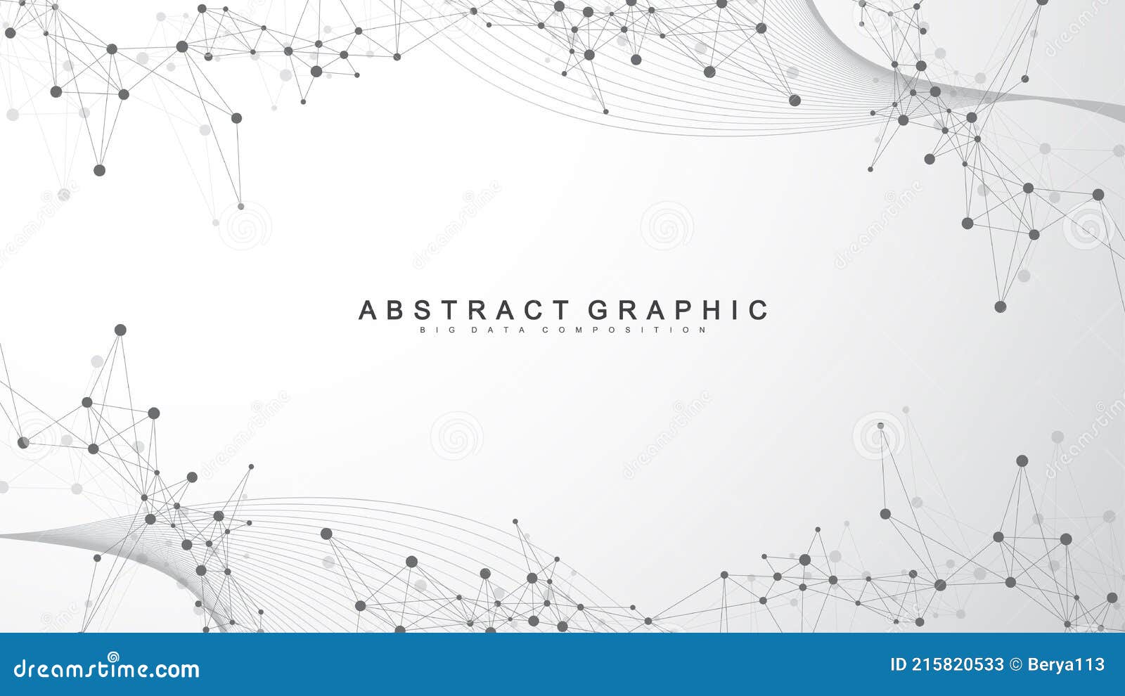 Digits Abstract Background with Connected Line and Dots, Wave Flow. Digital Neural Networks ...