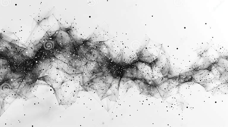 Digits Abstract Background With Connected Lines And Dots Wave Flow Digital Neural Networks Stock