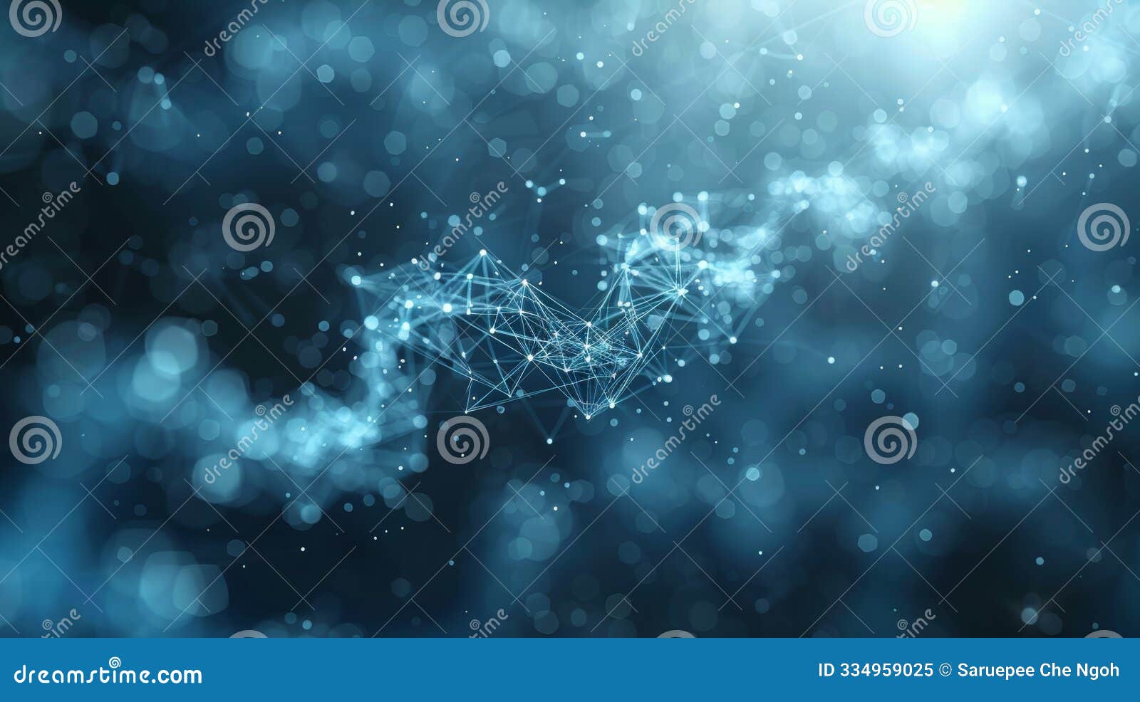 Digits Abstract Background With Connected Lines And Dots Wave Flow Digital Neural Networks Stock