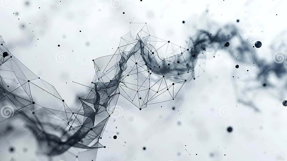 Digits Abstract Background with Connected Lines and Dots Wave Flow Digital Neural Networks Stock ...