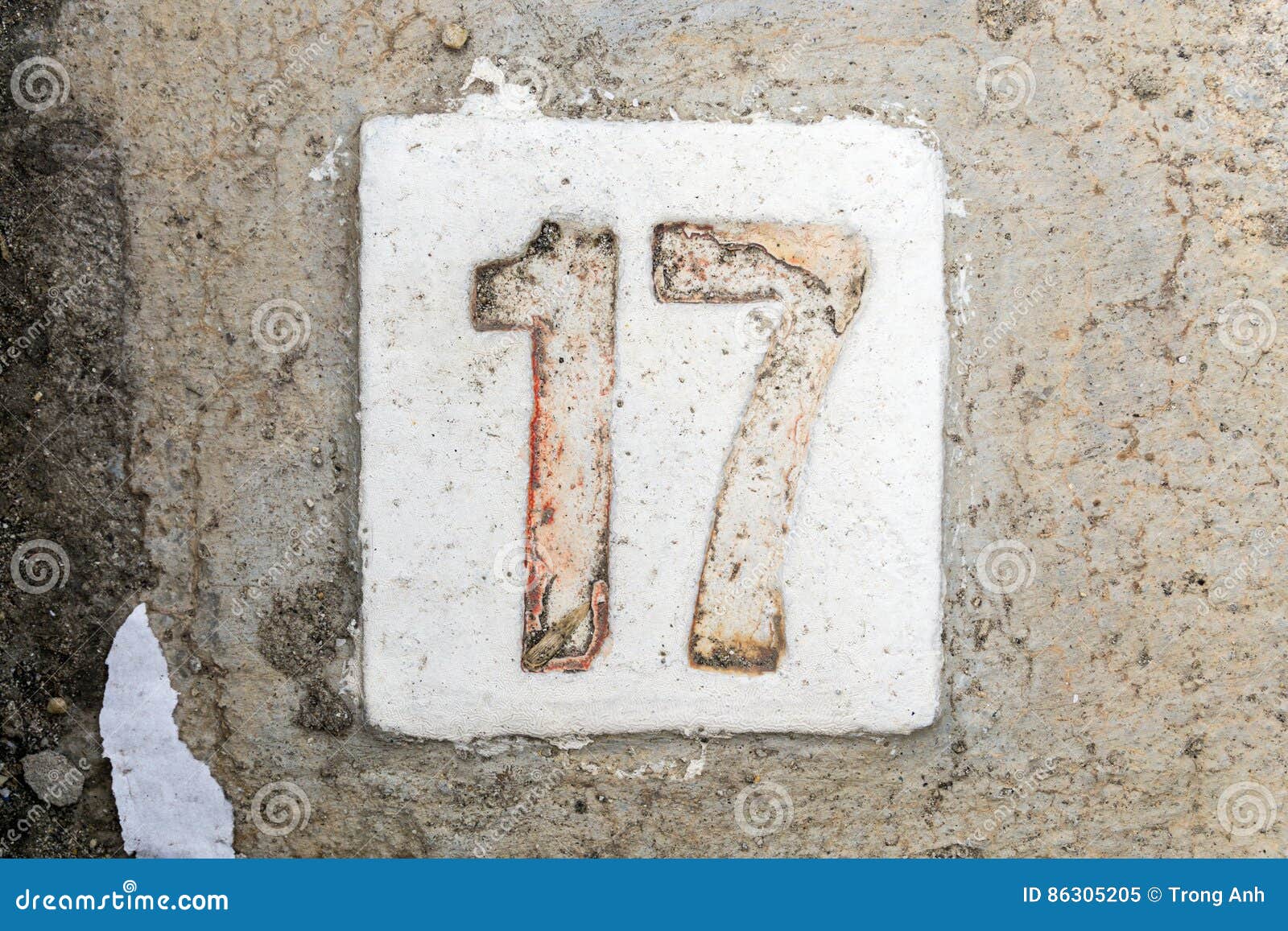 The Digits with Concrete on the Sidewalk 17 Stock Image - Image of ...
