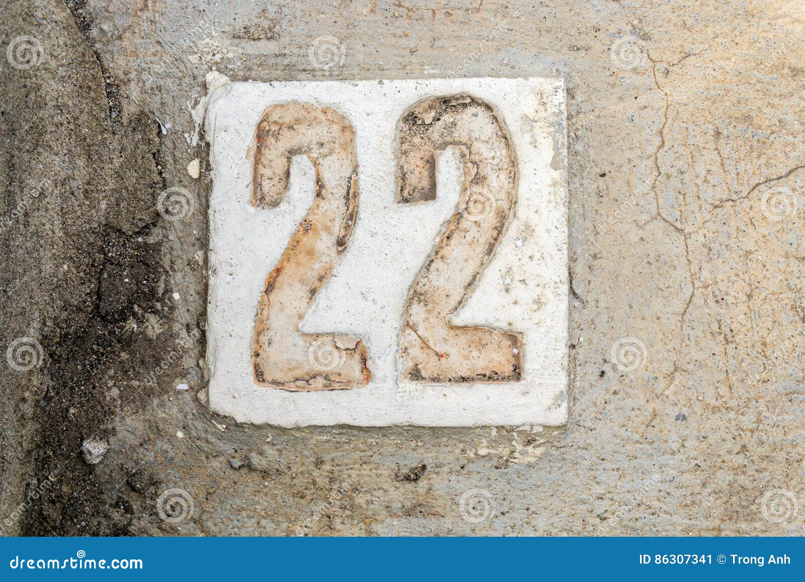 The Digits 22 with Concrete on the Sidewalk Stock Image - Image of ...