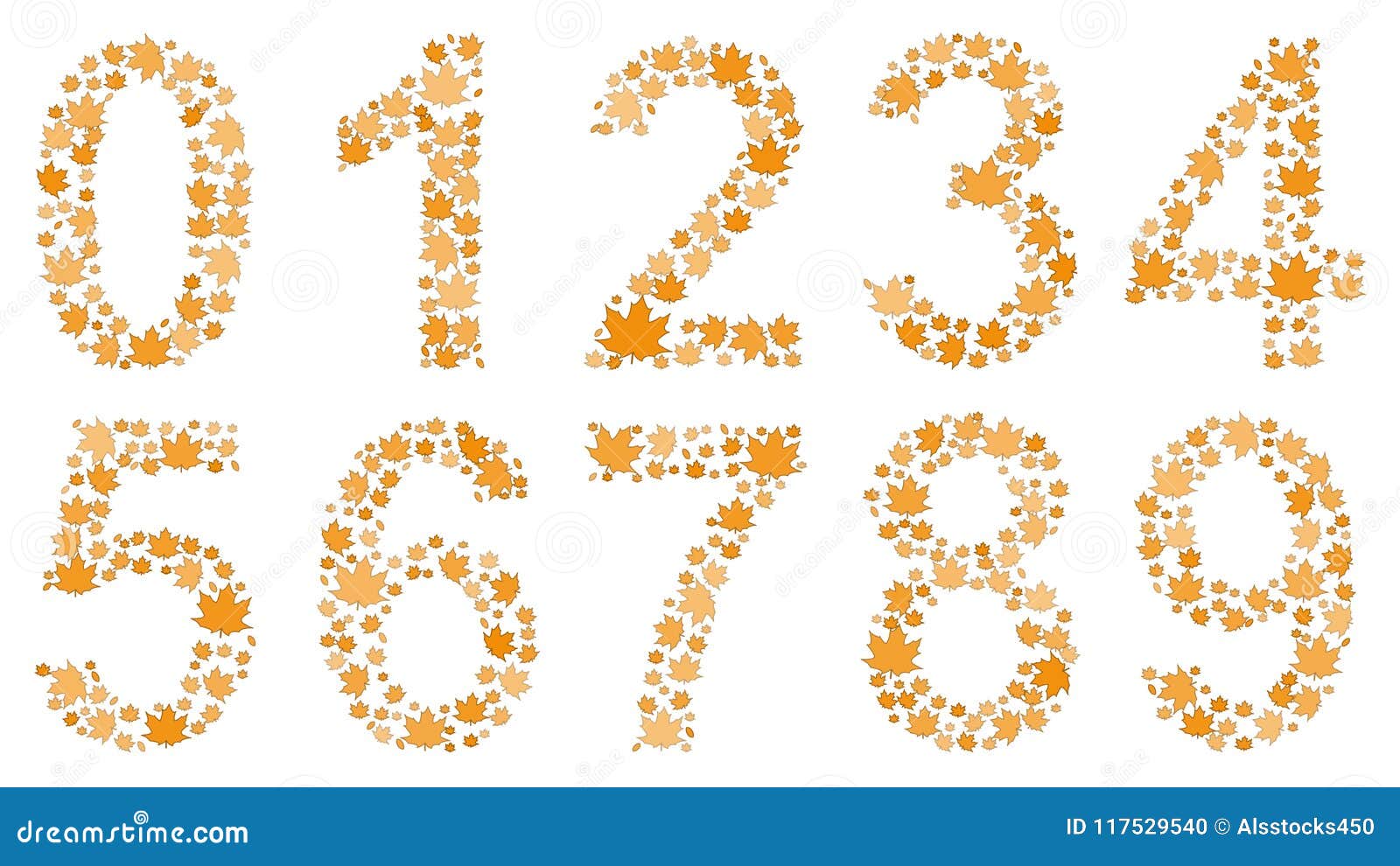 Digits Consisting of Autumn Leaves Stock Vector - Illustration of plant ...