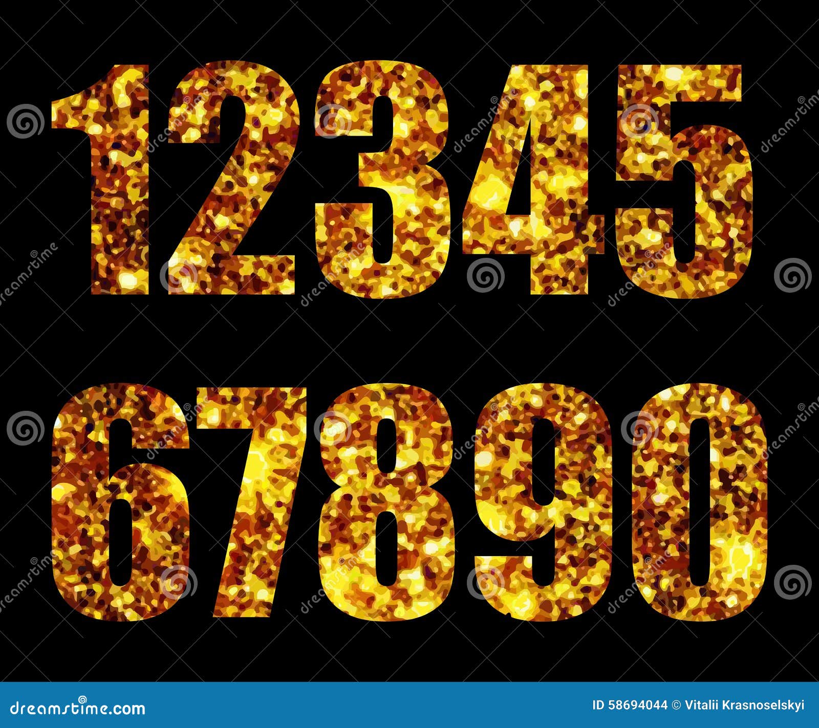 Digits Gold on Background Black Stock Vector - Illustration of number ...