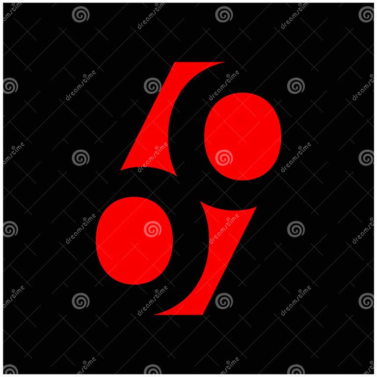 69 Digits Icon. 69 Letters Negative Space in Red Color Stock Vector ...