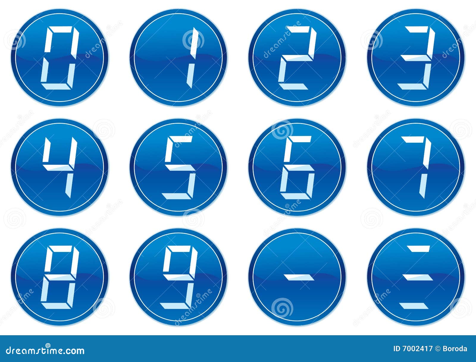 Digits icons set. stock vector. Illustration of blue, button - 7002417