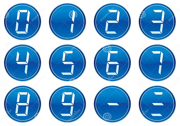 Digits icons set. stock vector. Illustration of blue, button - 7002417