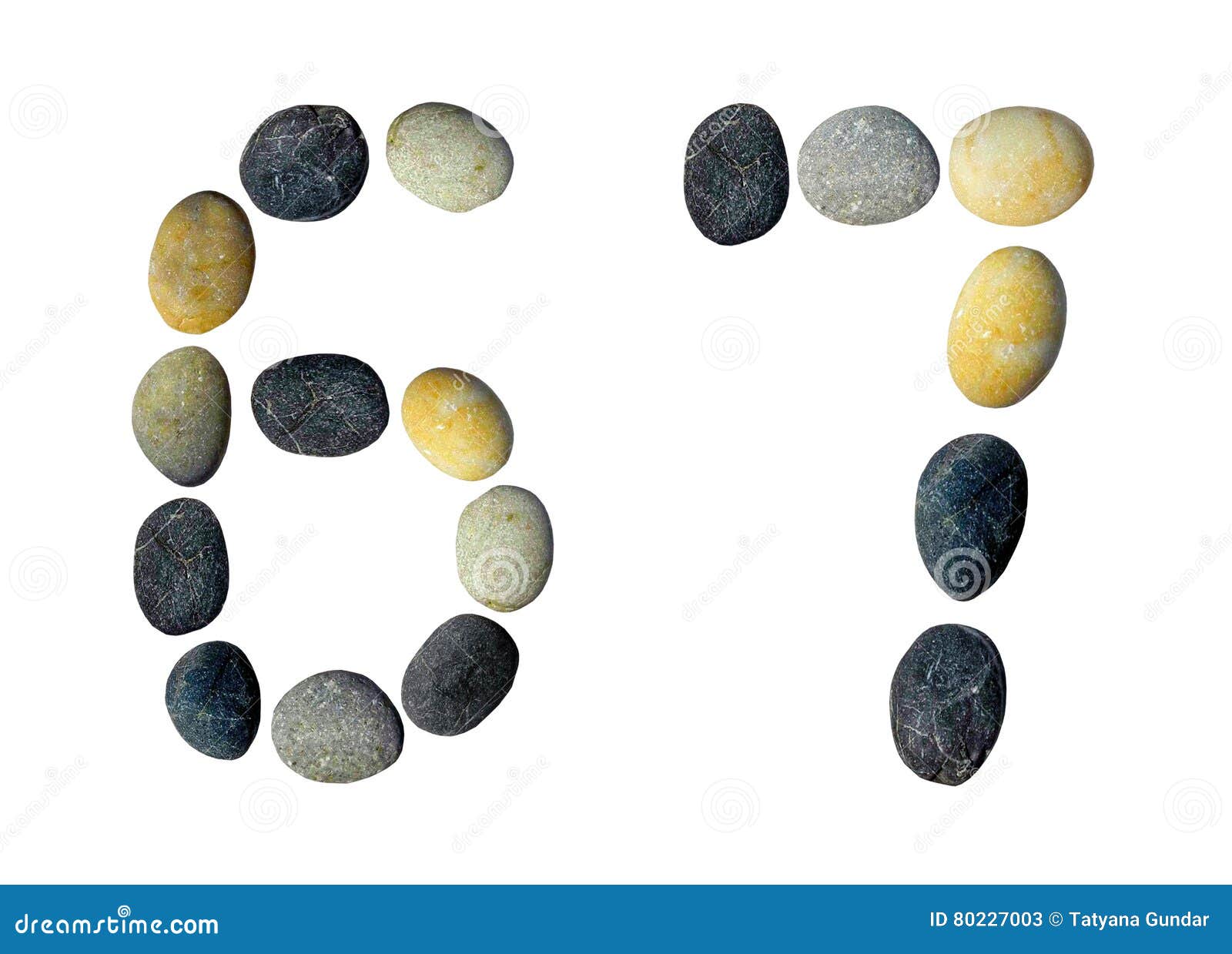 Digits 6, 7 Made of Pebbles. Stock Image - Image of background, numbers ...