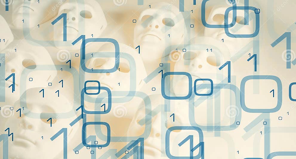 Digits and Masks Cyber Security Big Data Stock Photo - Image of ...