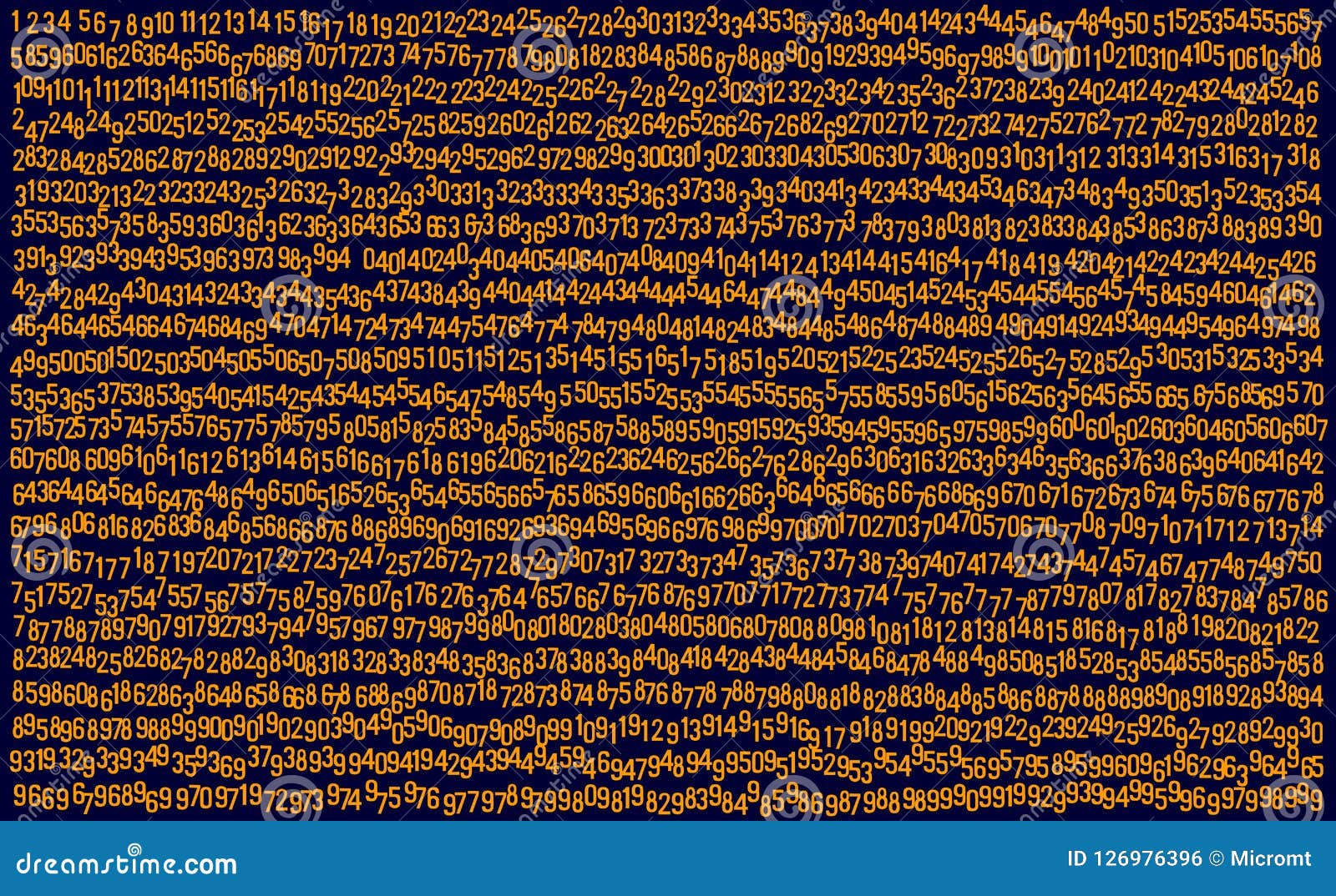 1000 Digits, Numbers Abstract Orange Background, Vector EPs10 Stock ...