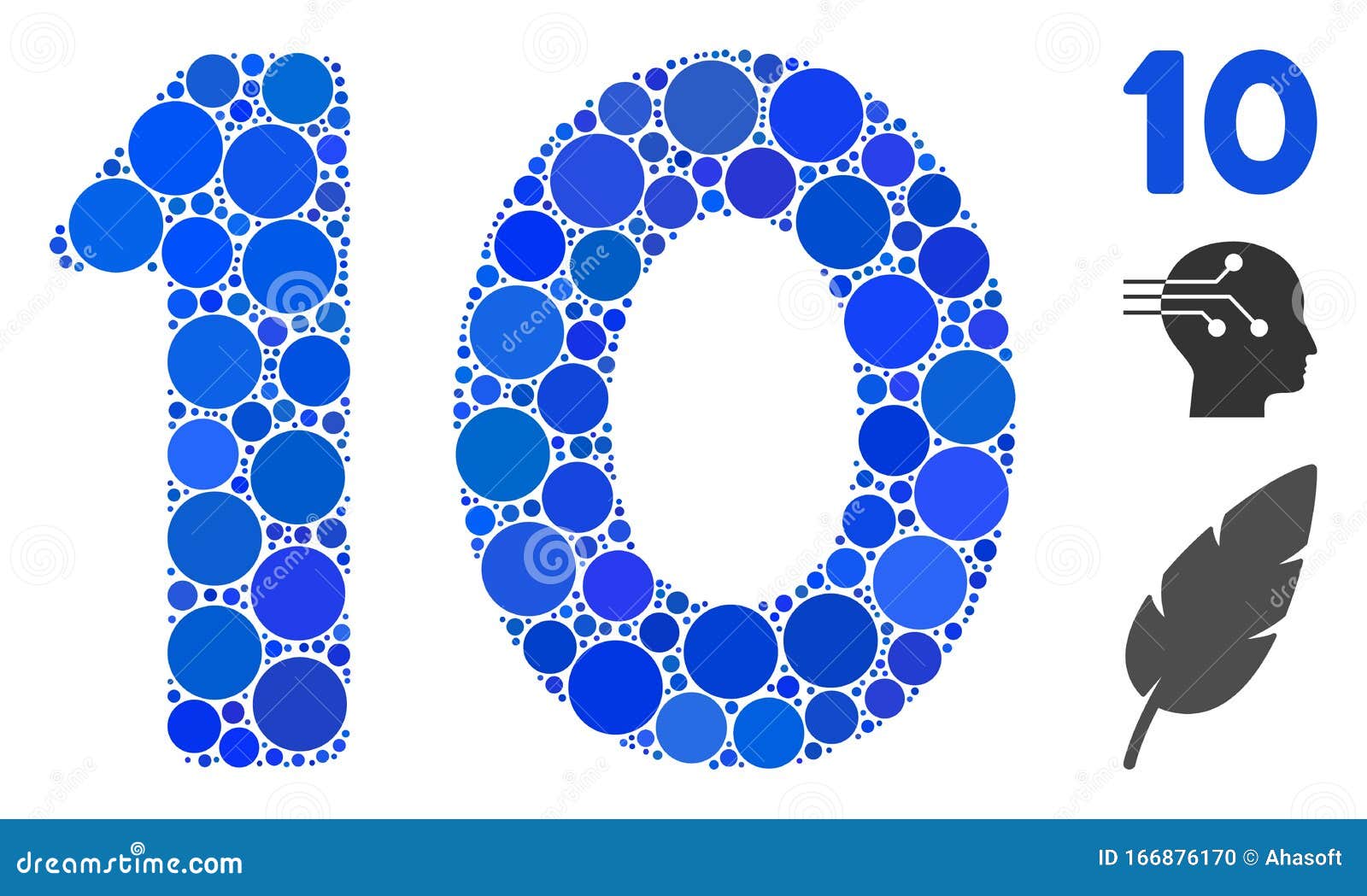 10 Digits Text Composition Icon of Round Dots Stock Illustration ...