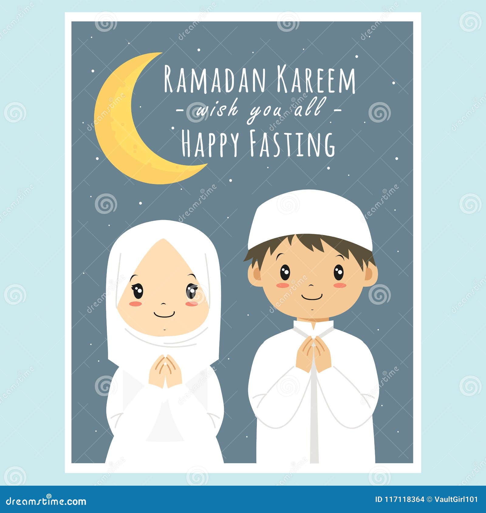 Digiuno Felice, Ramadan Kareem Greeting Card Vector Illustrazione ...