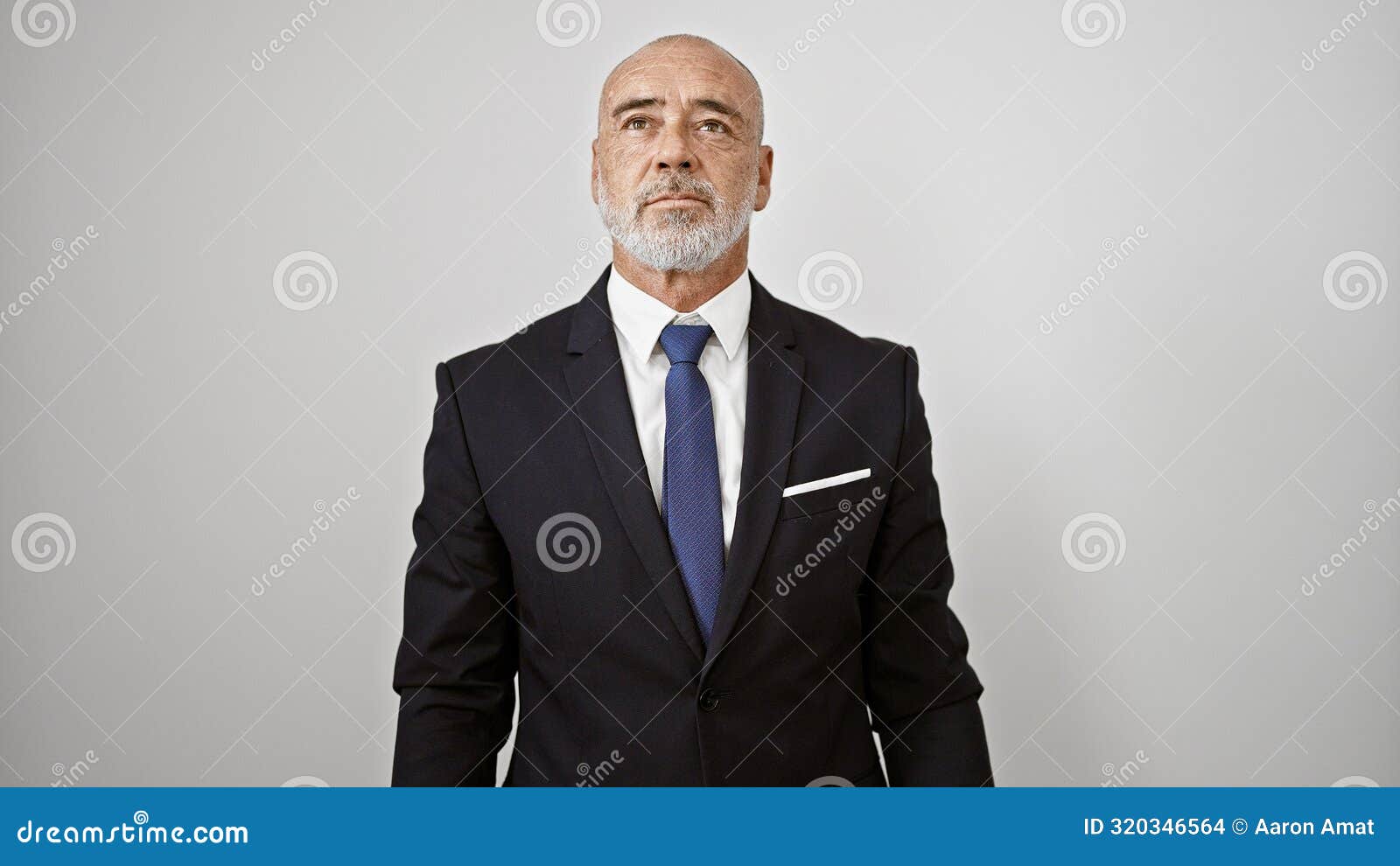 A Dignified, Mature Bearded Man in a Sharp Suit Stands Confidently ...
