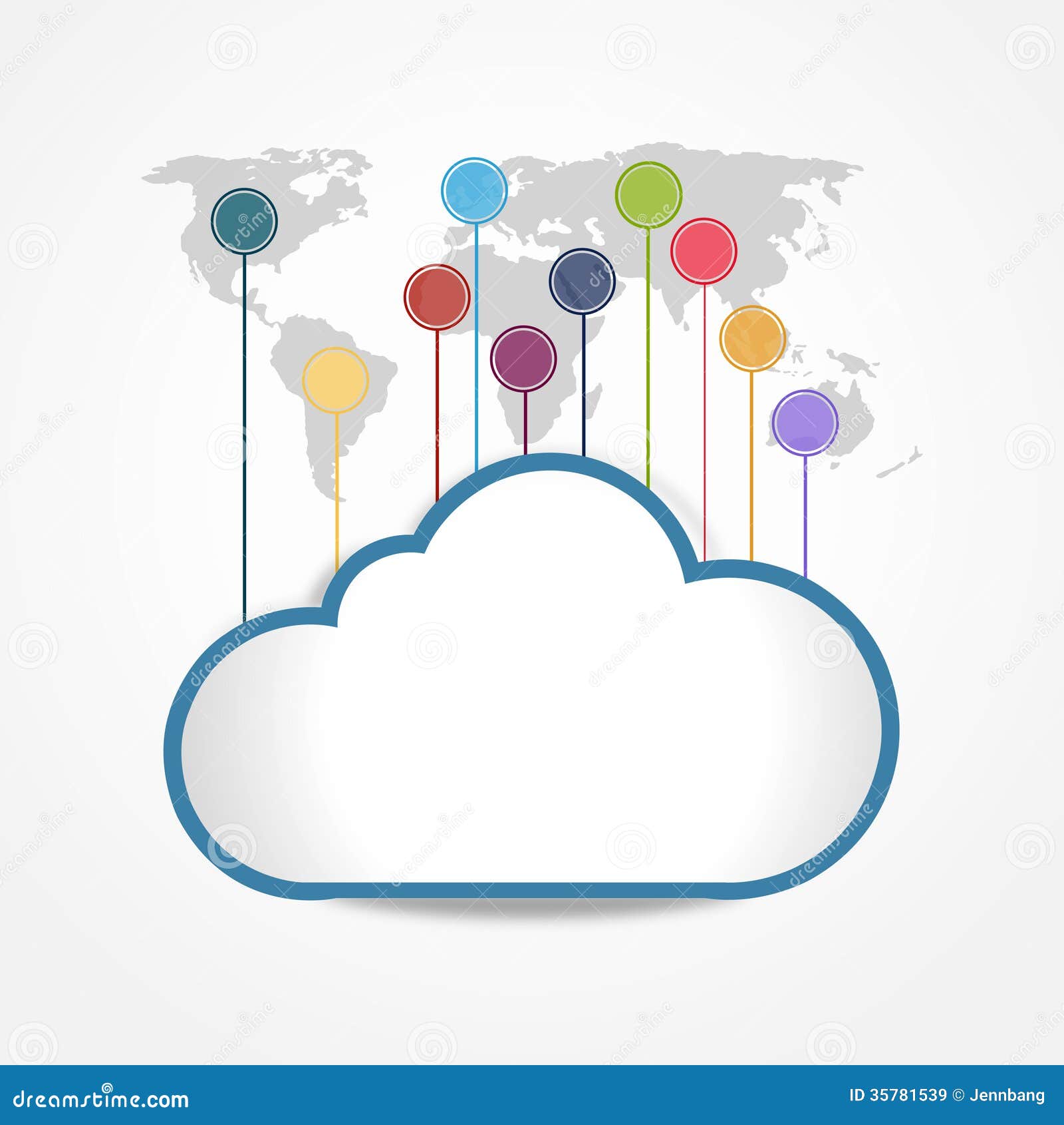 Digtial Cloud Connect the Whole World Stock Illustration - Illustration ...