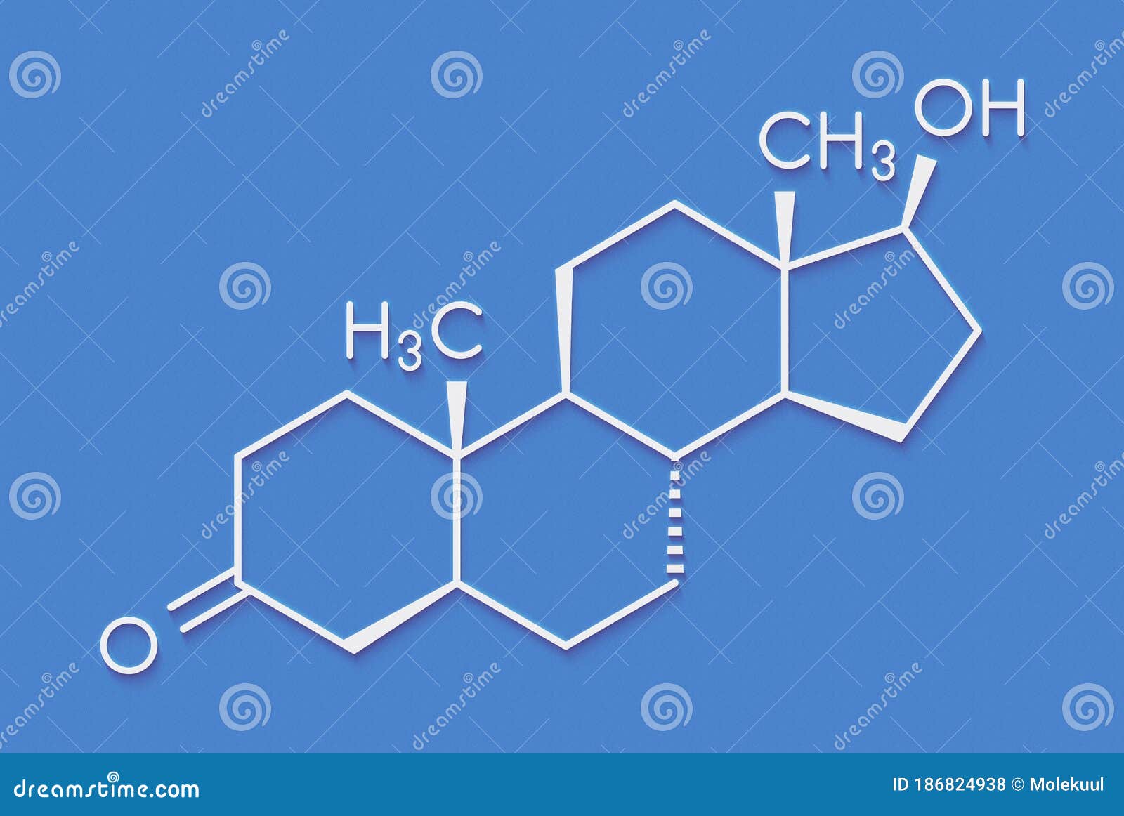 Dihydrotestosterone DHT, Androstanolone, Stanolone Hormone Molecule ...